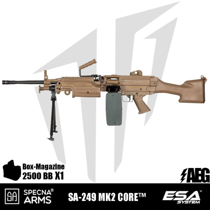 Specna Arms SA-249 MK2 CORE™ LMG Airsoft Tüfeği – Tan - Armorion.com