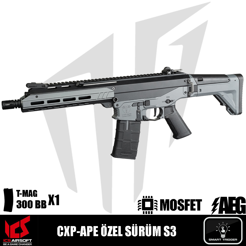 ICS Airsoft CXP-APE Özel Sürüm S3 Airsoft Tüfeği – Gri - Armorion.com