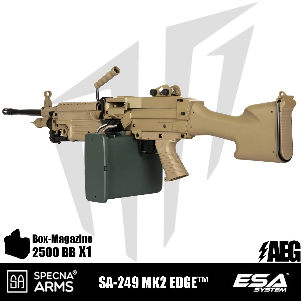 Specna Arms SA-249 MK2 EDGE™ Airsoft Tüfeği – Tan - Armorion.com