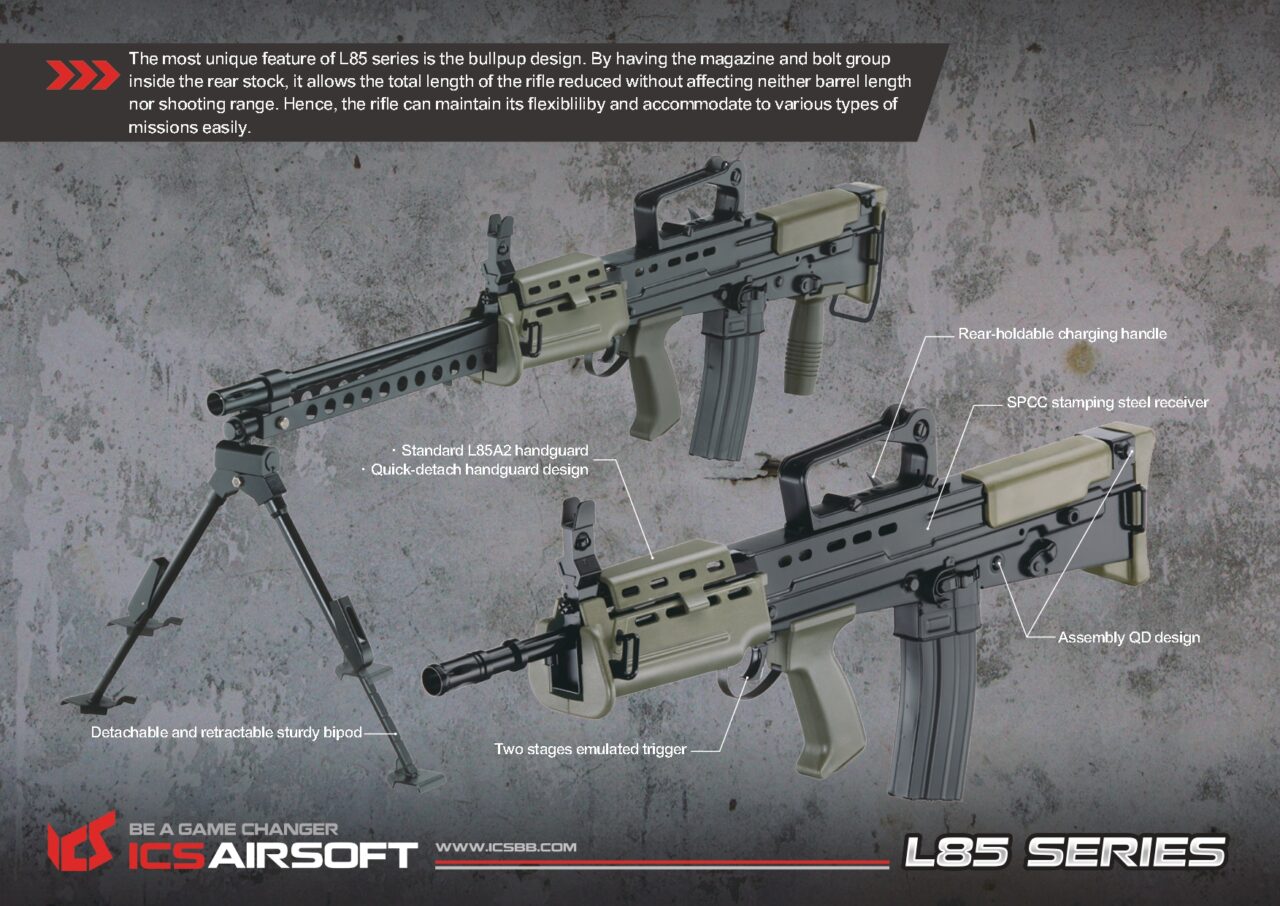 ICS Airsoft L85 A2 Airsoft Tüfeği – Yeşil-Siyah - Armorion.com