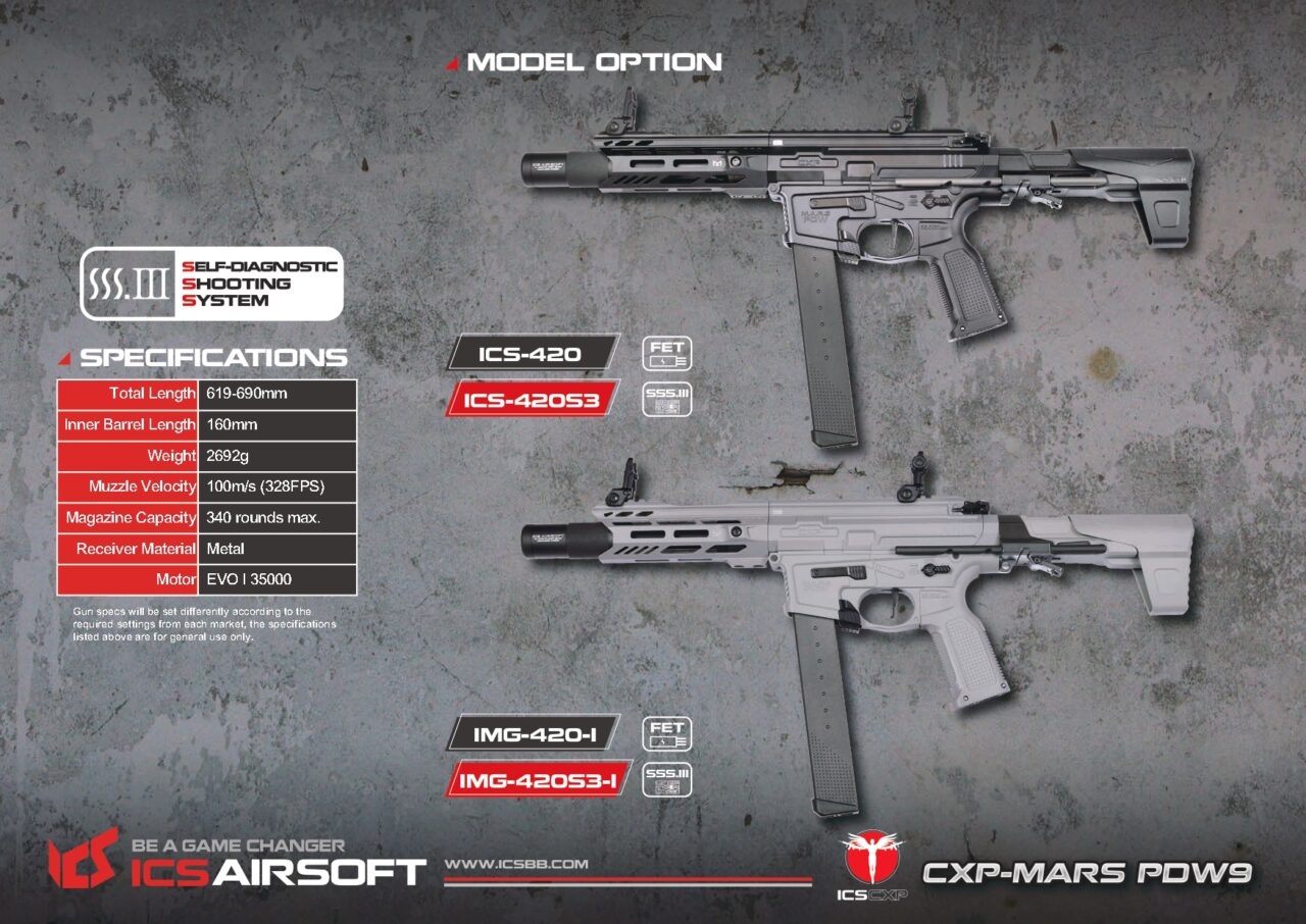 ICS Airsoft CXP-MARS PDW9 Airsoft Tüfeği – Siyah - Armorion.com