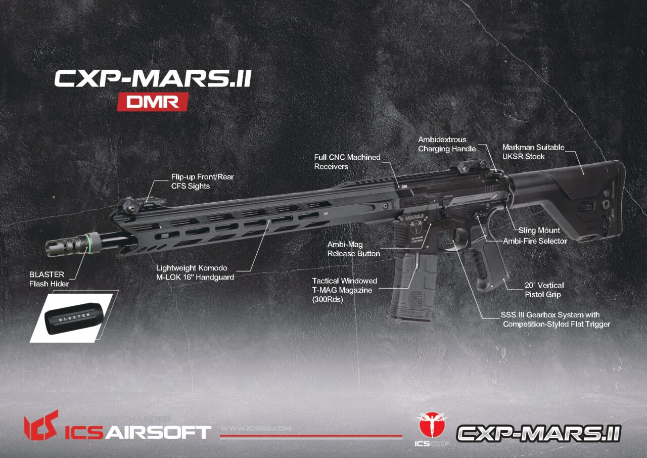 ICS Airsoft CXP-MARS.II DMR S3 Airsoft Tüfeği – Siyah - Armorion.com